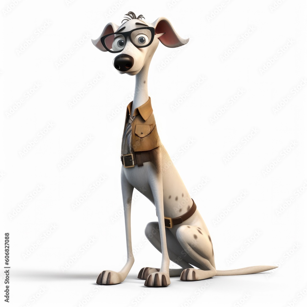 Whippet dog illustration cartoon 3d isolated on white. Generative AI ...