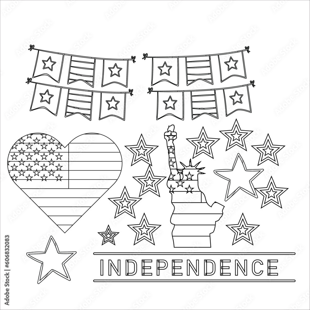 4th of july american independence day coloring page for kids and adults ...