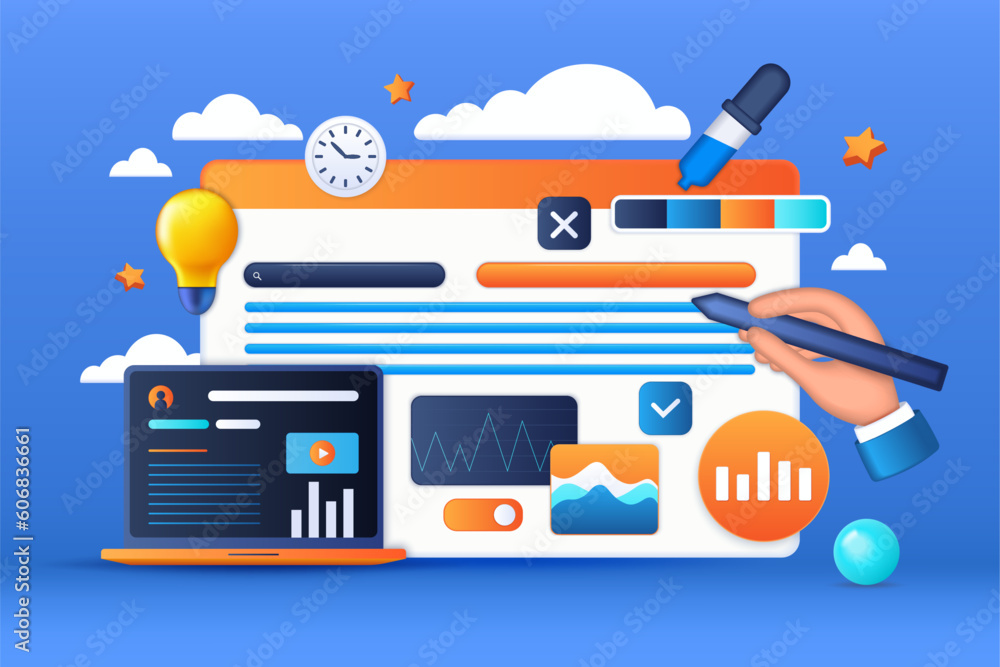 3D graphic design. Web UI render. Website creating. Software for ...