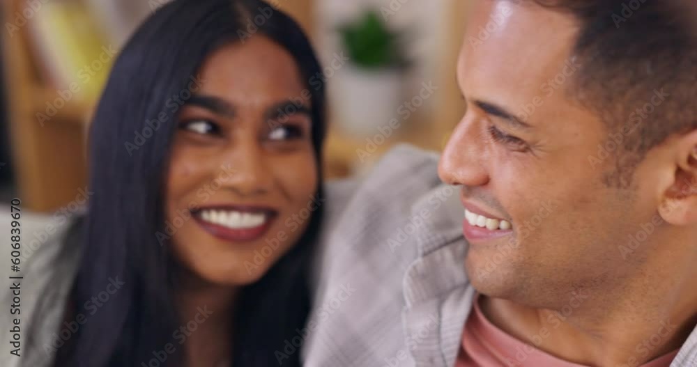 Vidéo Stock Laughing, happy couple and face on selfie, video call and ...