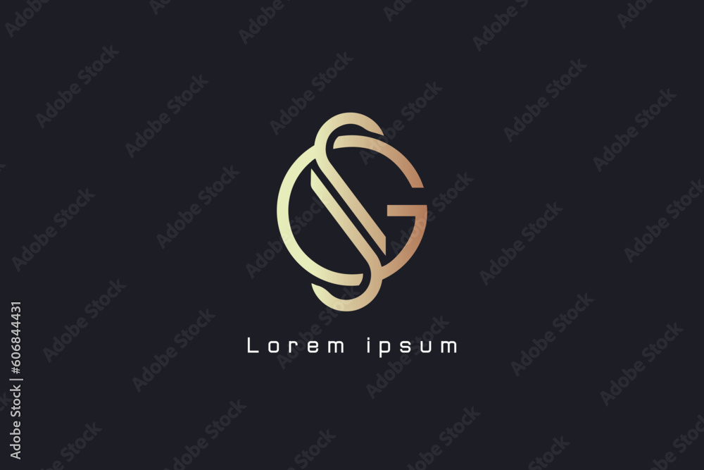 sg letter circular modern golden wordmark design typography ...
