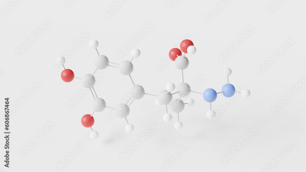 carbidopa molecule 3d, molecular structure, ball and stick model ...