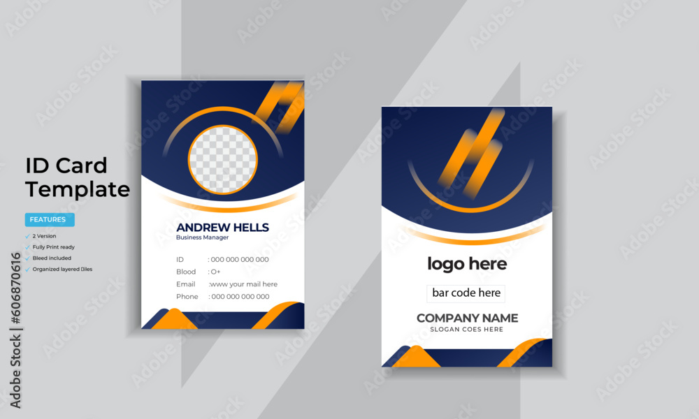 ID Card Template, Office Id card, Employee Id card, Creative & Modern ...