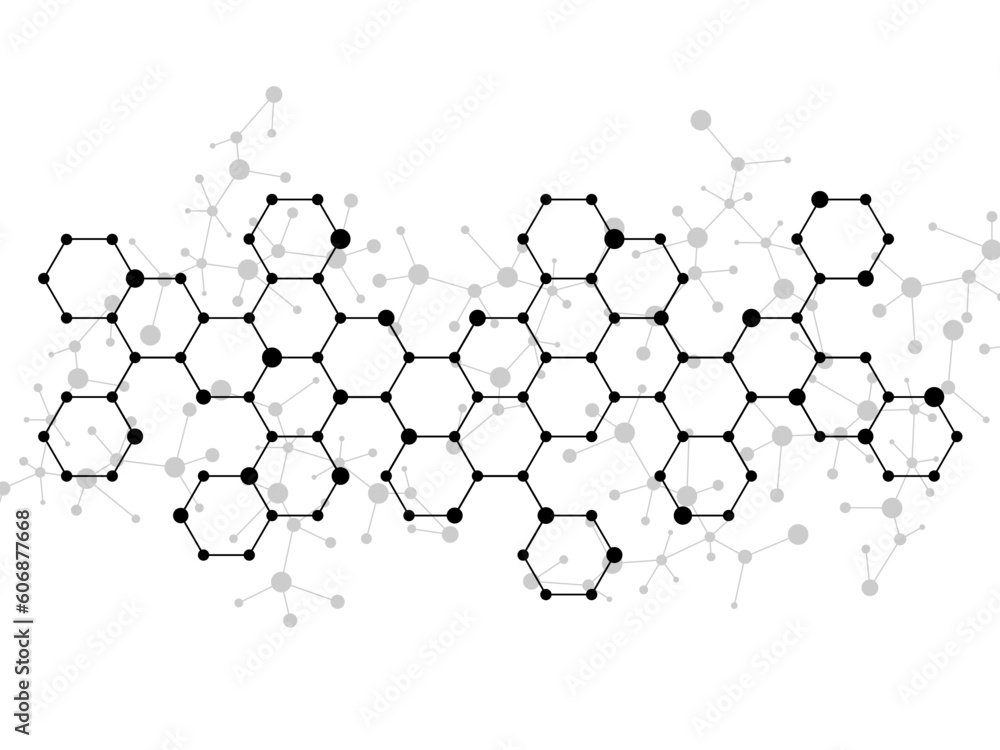Abstract hexagonal molecules, molecular structure of DNA. Technology ...