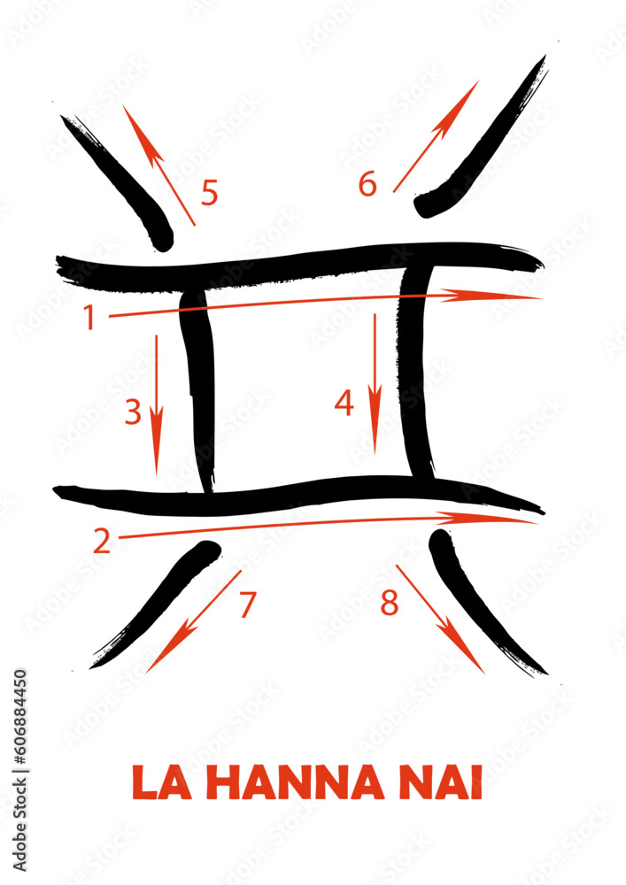 Reiki symbol La Hanna Nai with drawing steps Stock Vector | Adobe Stock