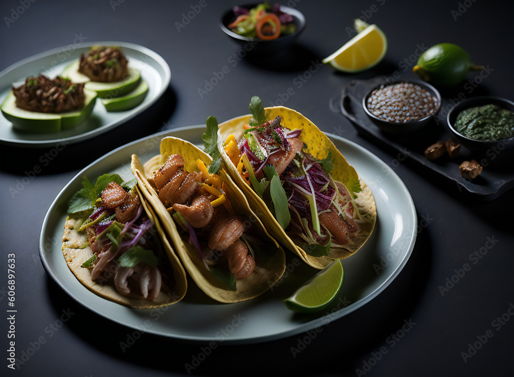 Artfully Prepared Gourmet Tacos - Realistic Photo (AI Generated) Stock ...
