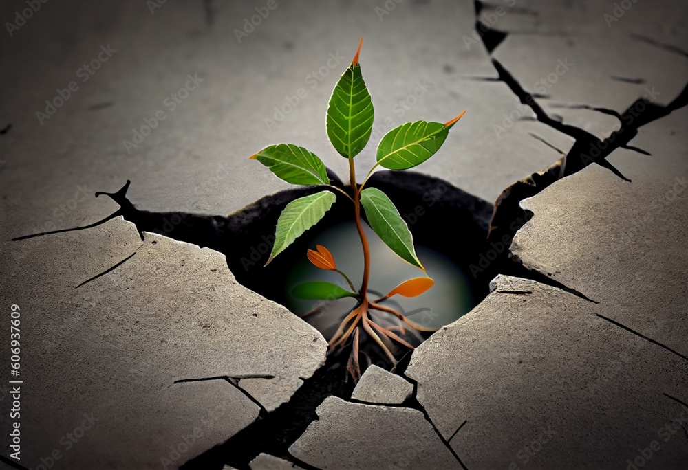 A New Beginning - An illustration of a seedling growing out of a crack ...
