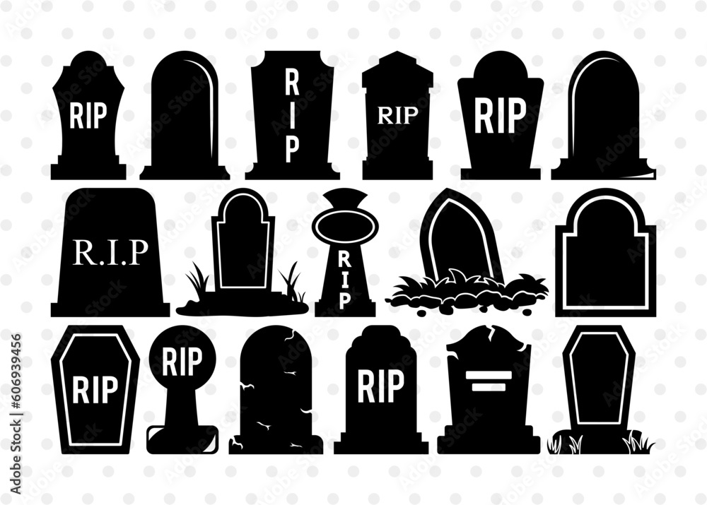 Tombstone SVG, Tombstone Silhouette, Rest In Peace Svg, Headstone svg ...