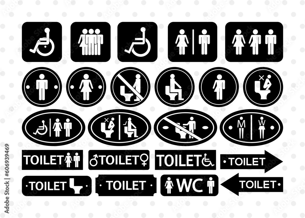 Vecteur Stock Toilet Sign SVG, Toilet Sign Silhouette, Bathroom Sign ...