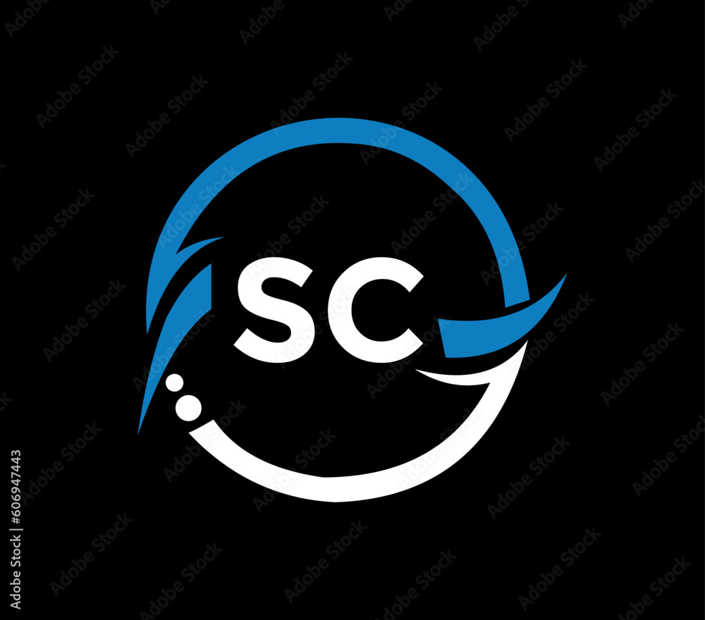 SC letter logo design with a circle shape. SC circle and cube shape ...