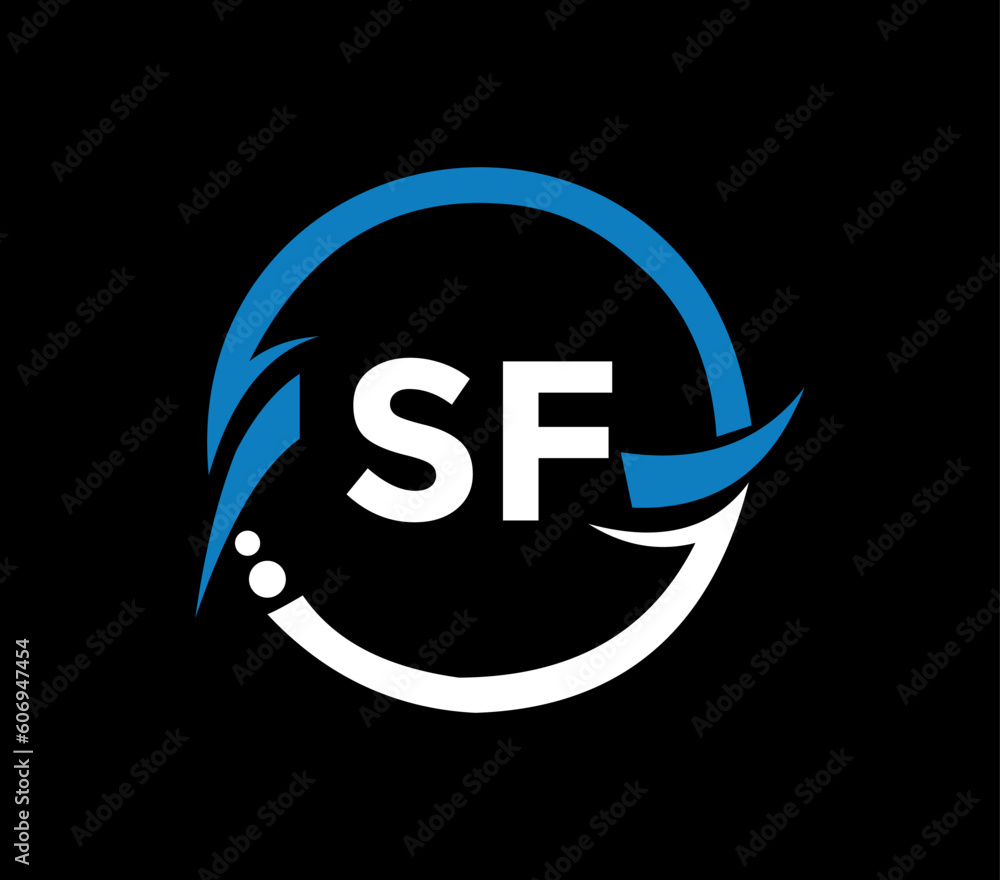 SF letter logo design with a circle shape. SF circle and cube shape ...
