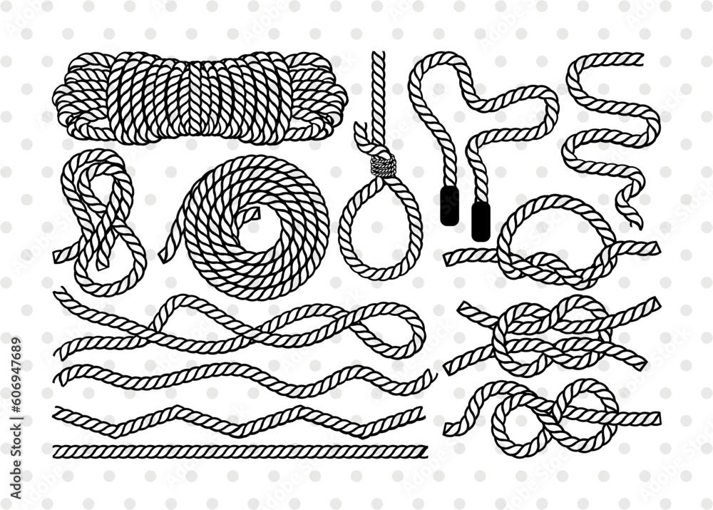 Rope SVG Cut Files, Rope Silhouette, Nautical Knot Svg, Rope Knot Svg ...