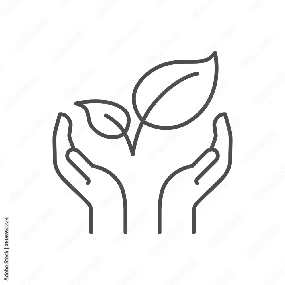 Plant in hand related vector linear icon. Greening line icon ... Plant in hand related vector linear icon. Greening line icon ...
