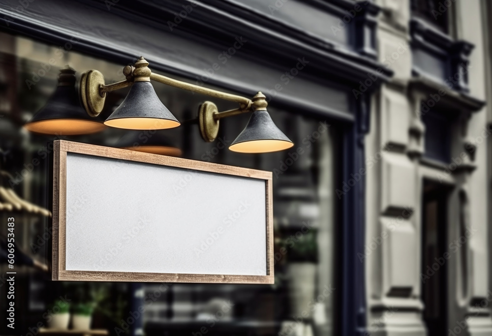 signboard mockup and template empty frame for logo or text on exterior ...
