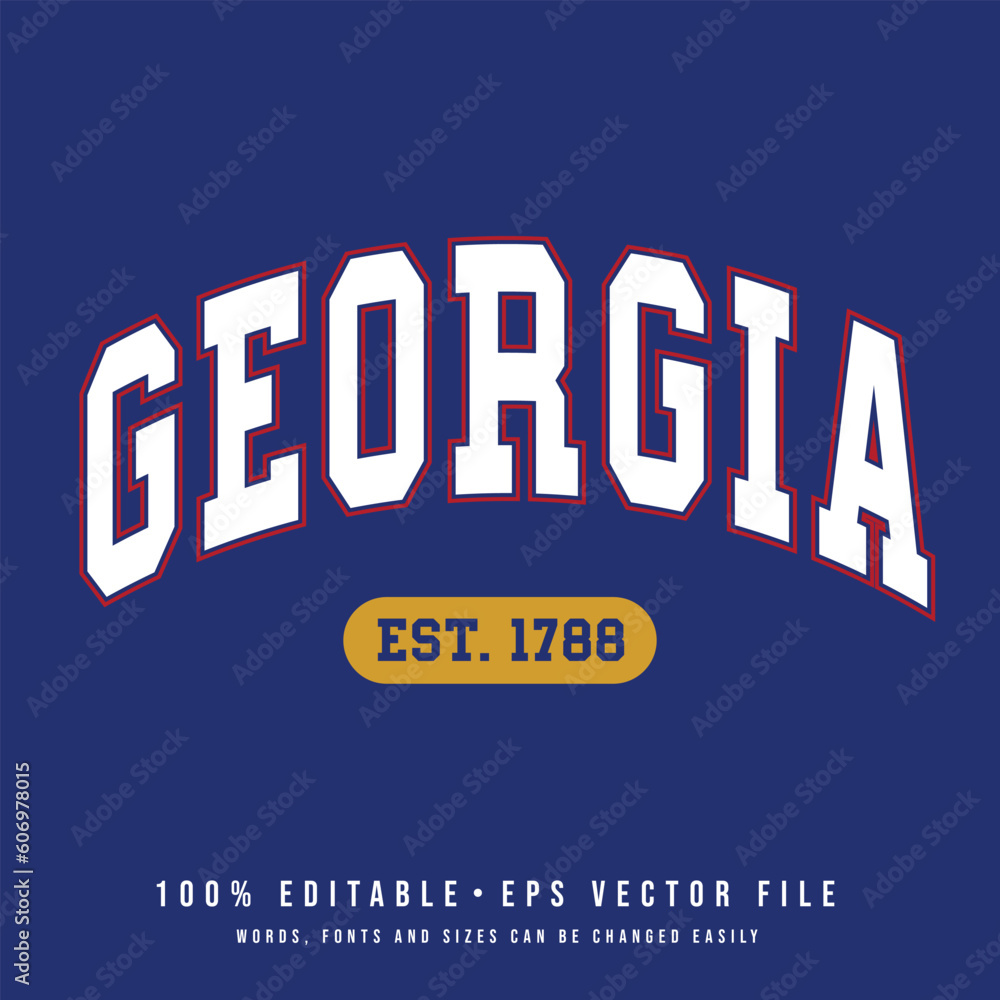 Georgia text effect vector. Editable college t-shirt design printable ...