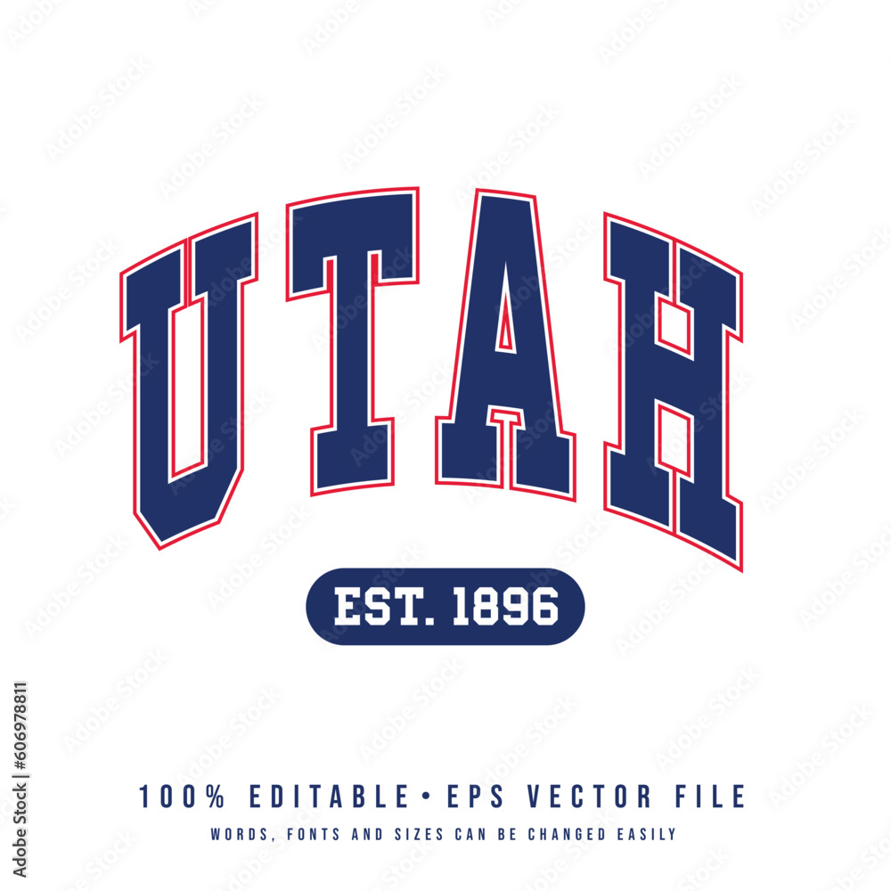 Utah text effect vector. Editable college t-shirt design printable text ...