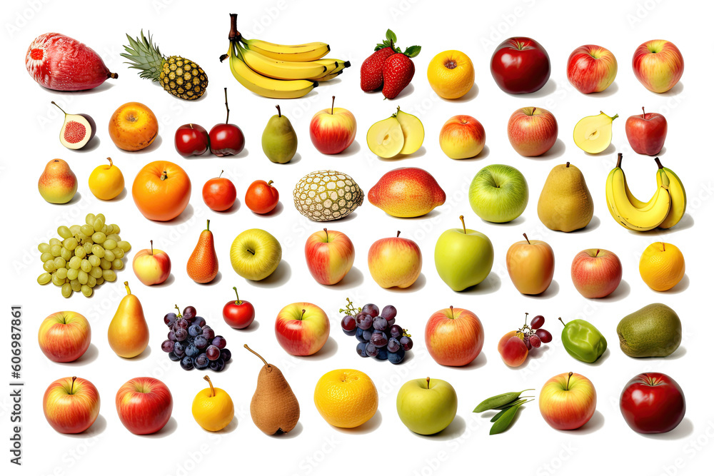 Different fruit collection photo realistic. Transparent background ...