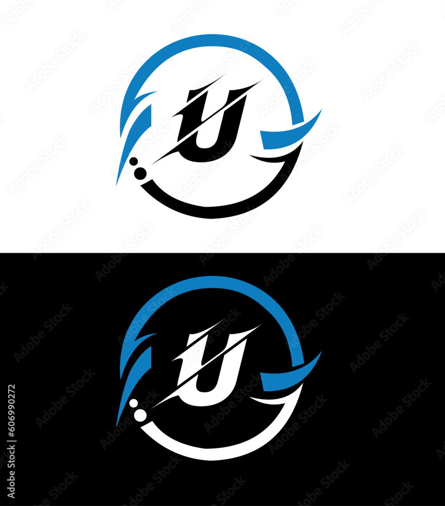 U letter logo design with a circle shape. U circle and cube shape logo ...