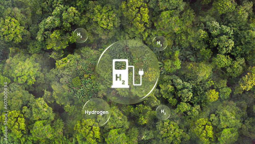 Clean hydrogen energy concept.Environment, eco friendly industry and ...