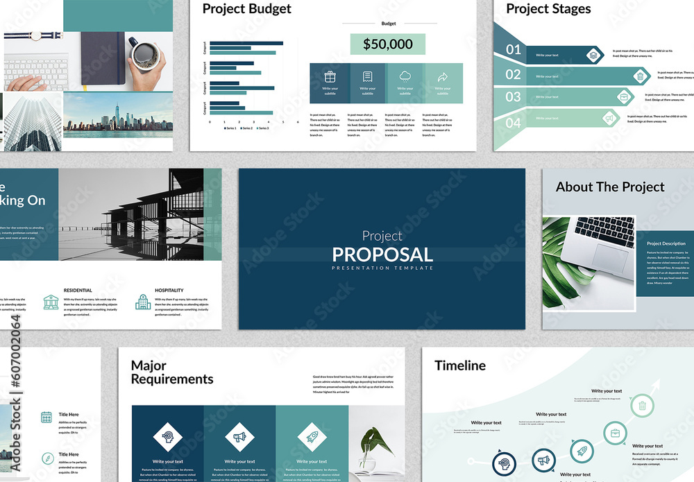Project Proposal Presentation Layout Шаблон Stock | Adobe Stock