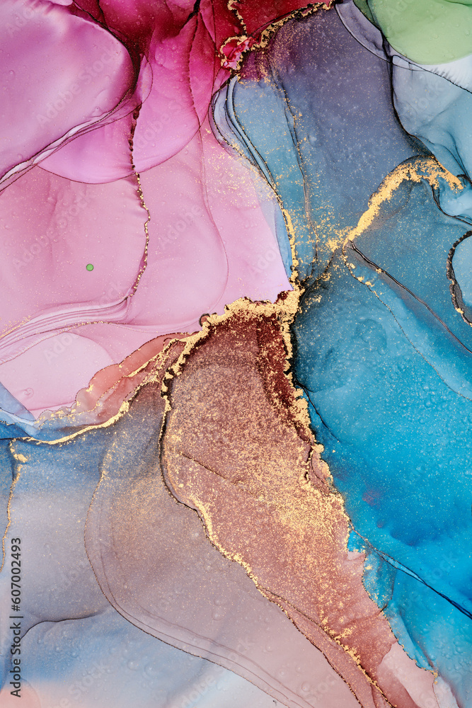 Currents of translucent hues, snaking metallic swirls, and foamy sprays ...