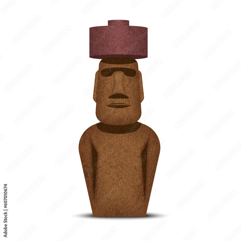 Moai is a monolithic stone statue front view, realistic vector 3d ...