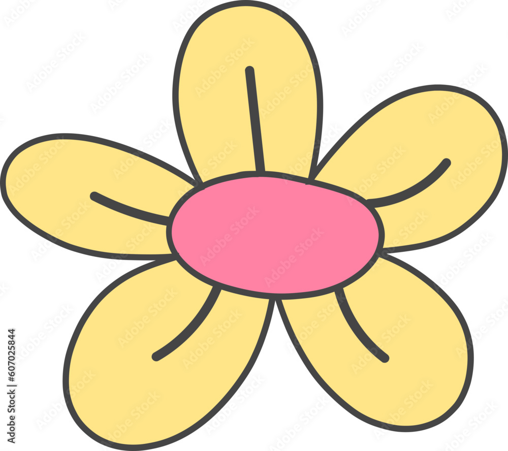Cute simple flower hand drawing doodle cartoon outline Stock Vector ...