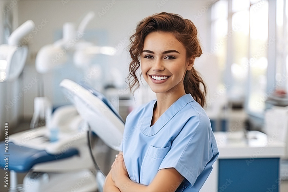 Portrait of a dentist with a beautiful smile created with Generative AI ...