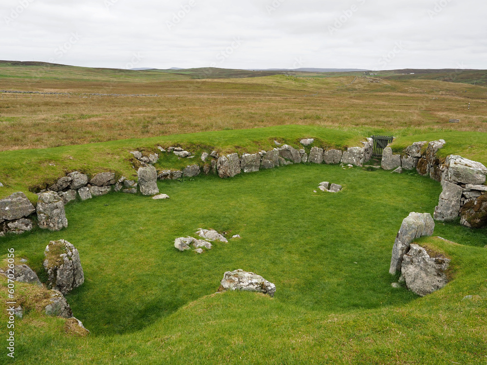 Stanydale temple, a neolithic site in the Shetland Islands Stock Photo ...