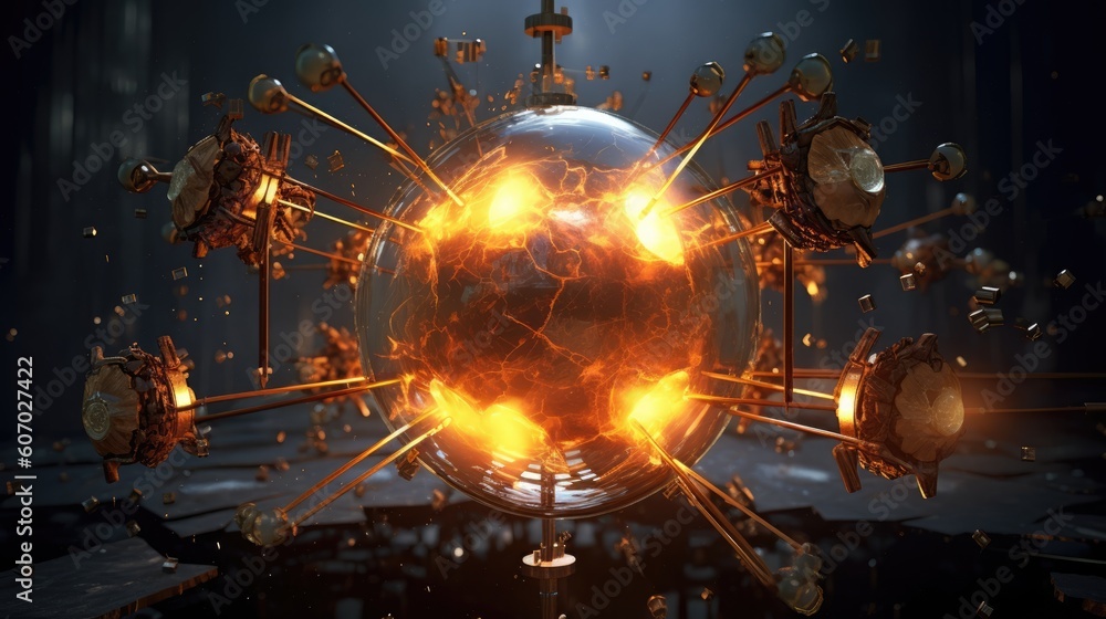 Visual Representation of Nuclear Fission Process, Detailed Atomic ...