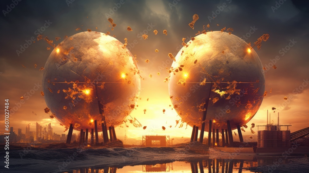 Visual Representation of Nuclear Fission Process, Detailed Atomic ...