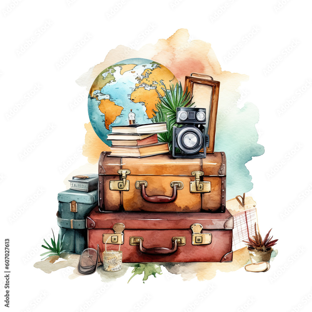 Watercolor traveling clipart isolated on transparent background ...