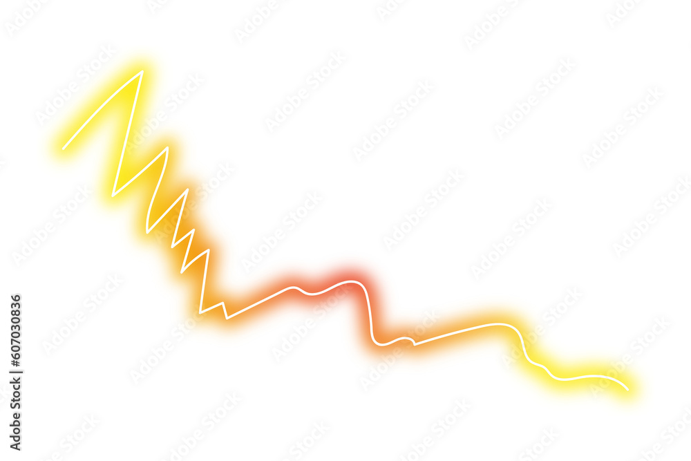 Neon bright line png. Glowing yellow and red line on transparent ...