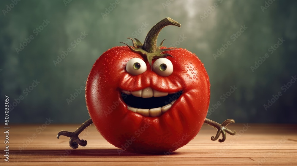 Laughing Tomato Cartoon, Funny Vegetable Character with Expressive ...