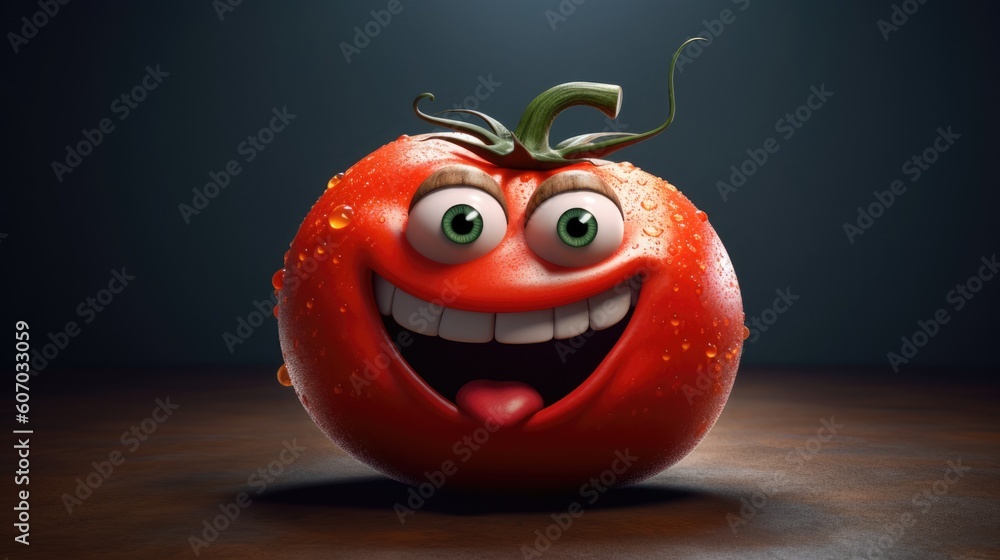 Laughing Tomato Cartoon, Funny Vegetable Character with Expressive ...
