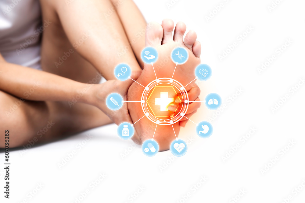 Foot pain, plantar fasciitis pain in the foot of the elderly. Symptoms ...