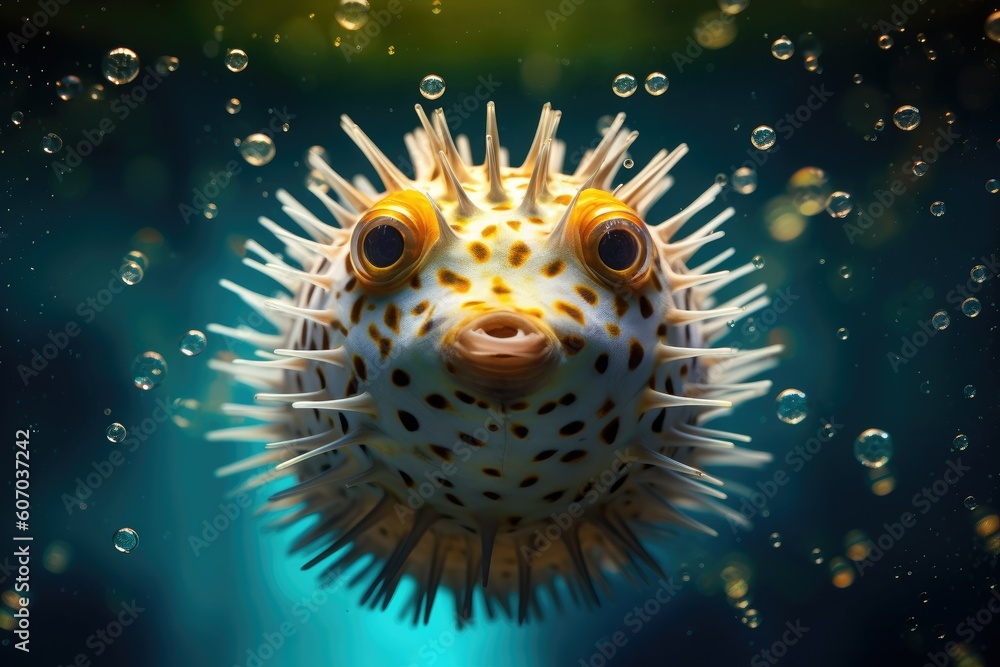 Intriguing Transformation of an Inflated Pufferfish Stock Illustration ...