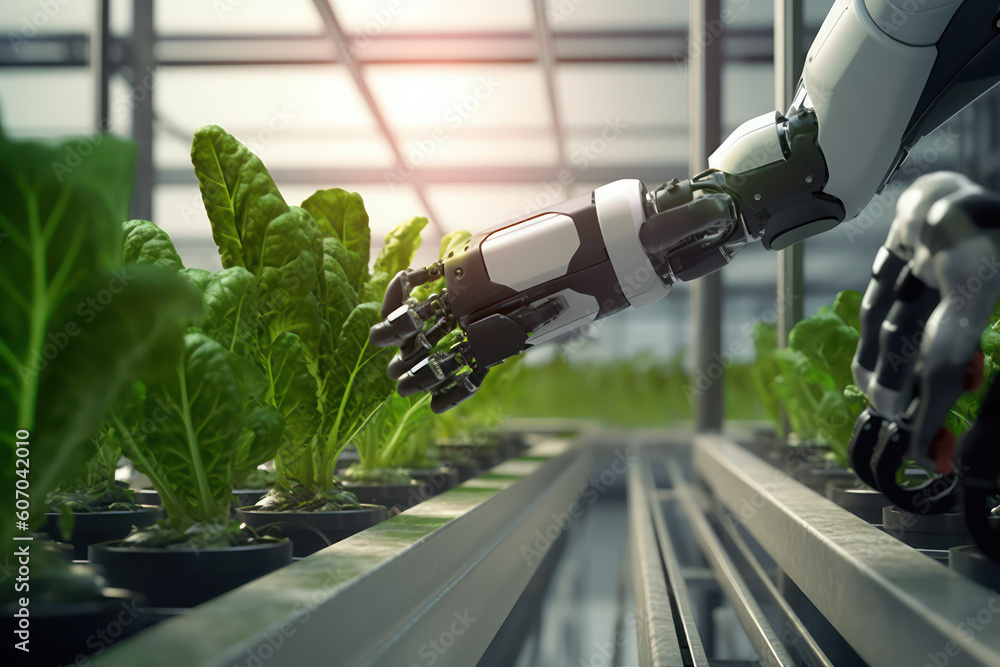 Robotic harvest vegetables in Smart farming with Ai Generated Stock ...