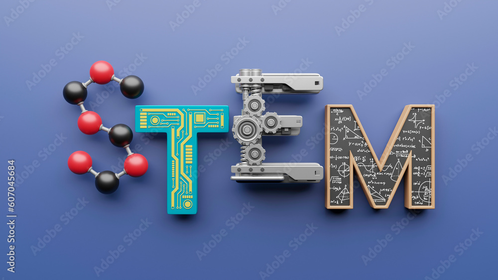 STEM typography symbols design concept. science, technology ...