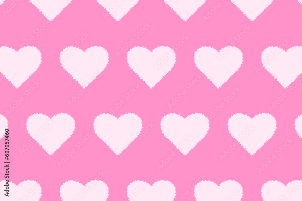 Hand drawn doodle tiny pink hearts on pink background seamless pattern ...