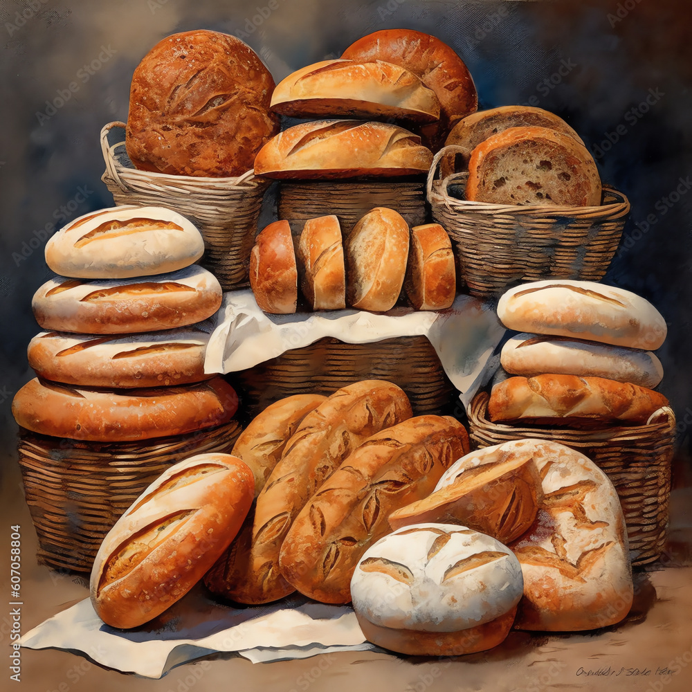 Generative AI The Most Beautiful Artisan Breads and Bagels, Photo ...