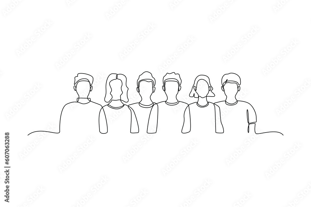 Continuous one-line drawing people celebrating world population day ...