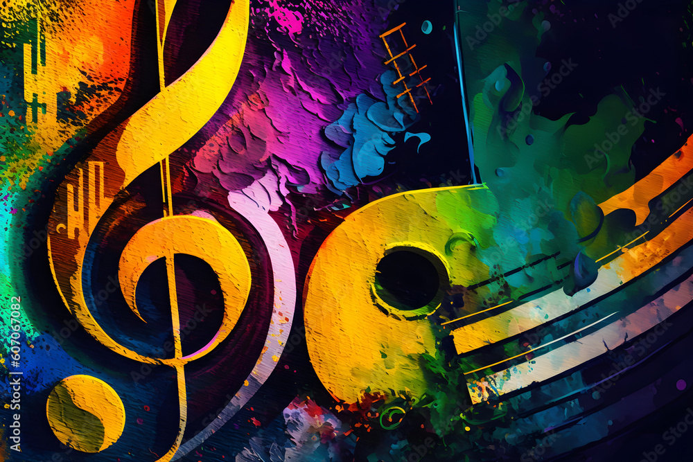 Abstract music background with impasto textures. Oil and acrylic ...