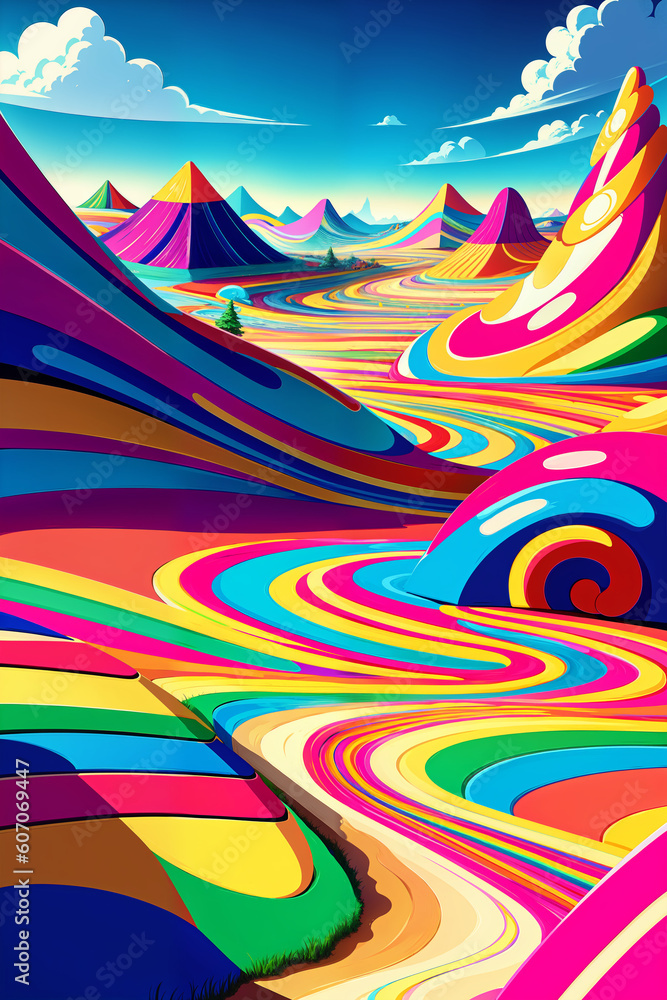 Candyland landscape, Scene in Cartoon-Realistic Style, Children's Book ...