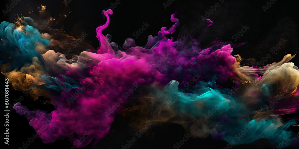 Colorful underwater color explosion smoke background with beautiful ...