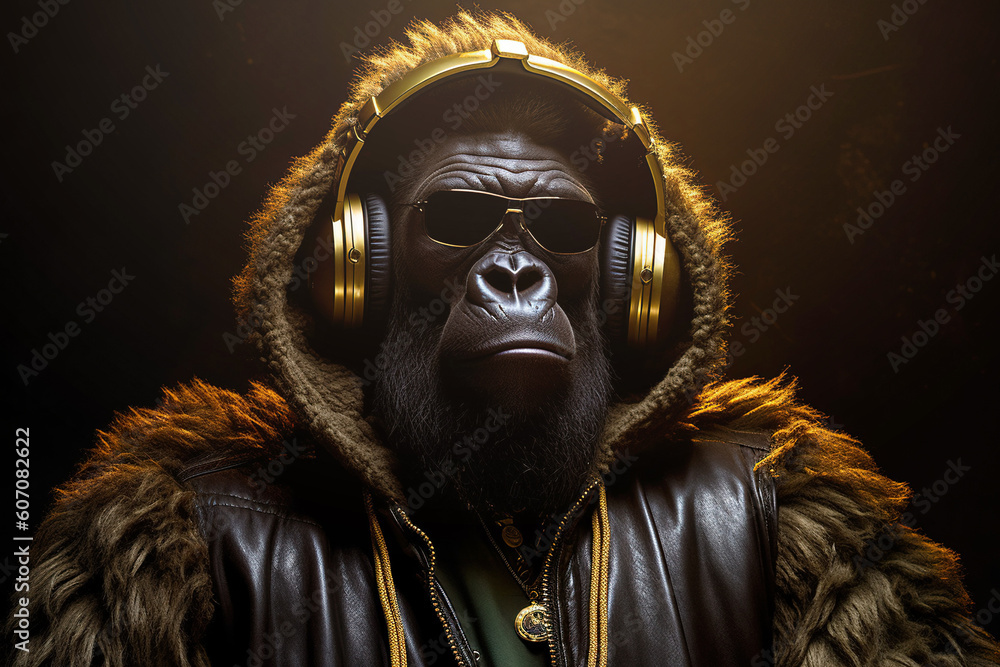 Gorilla rapper character. Generative AI Stock Illustration | Adobe Stock
