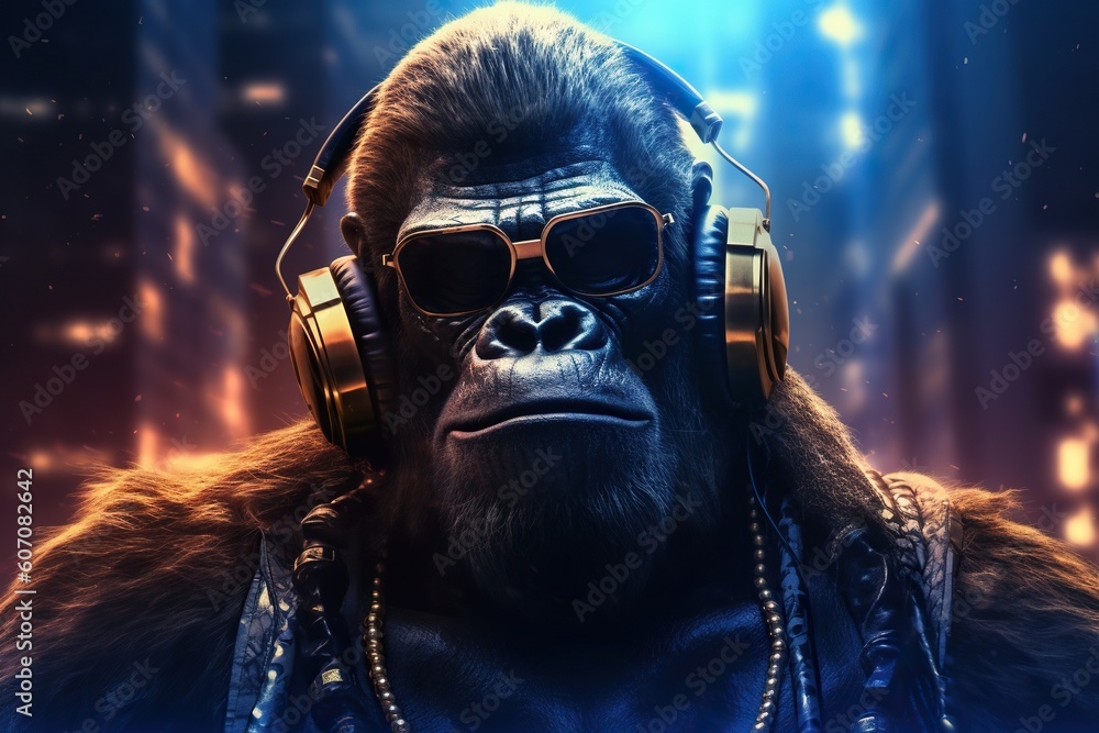 Gorilla rapper character. Generative AI Stock Illustration | Adobe Stock