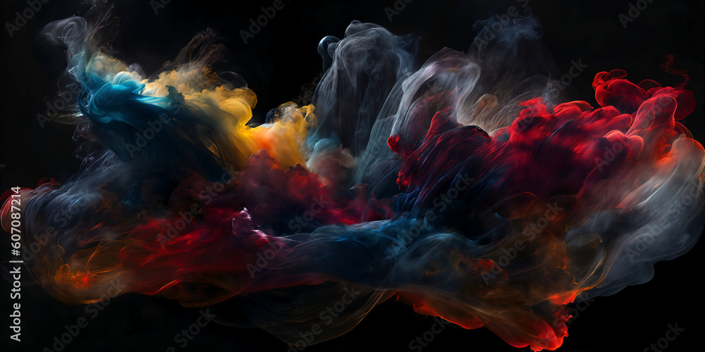 Colorful underwater color explosion background with beautiful lighting ...