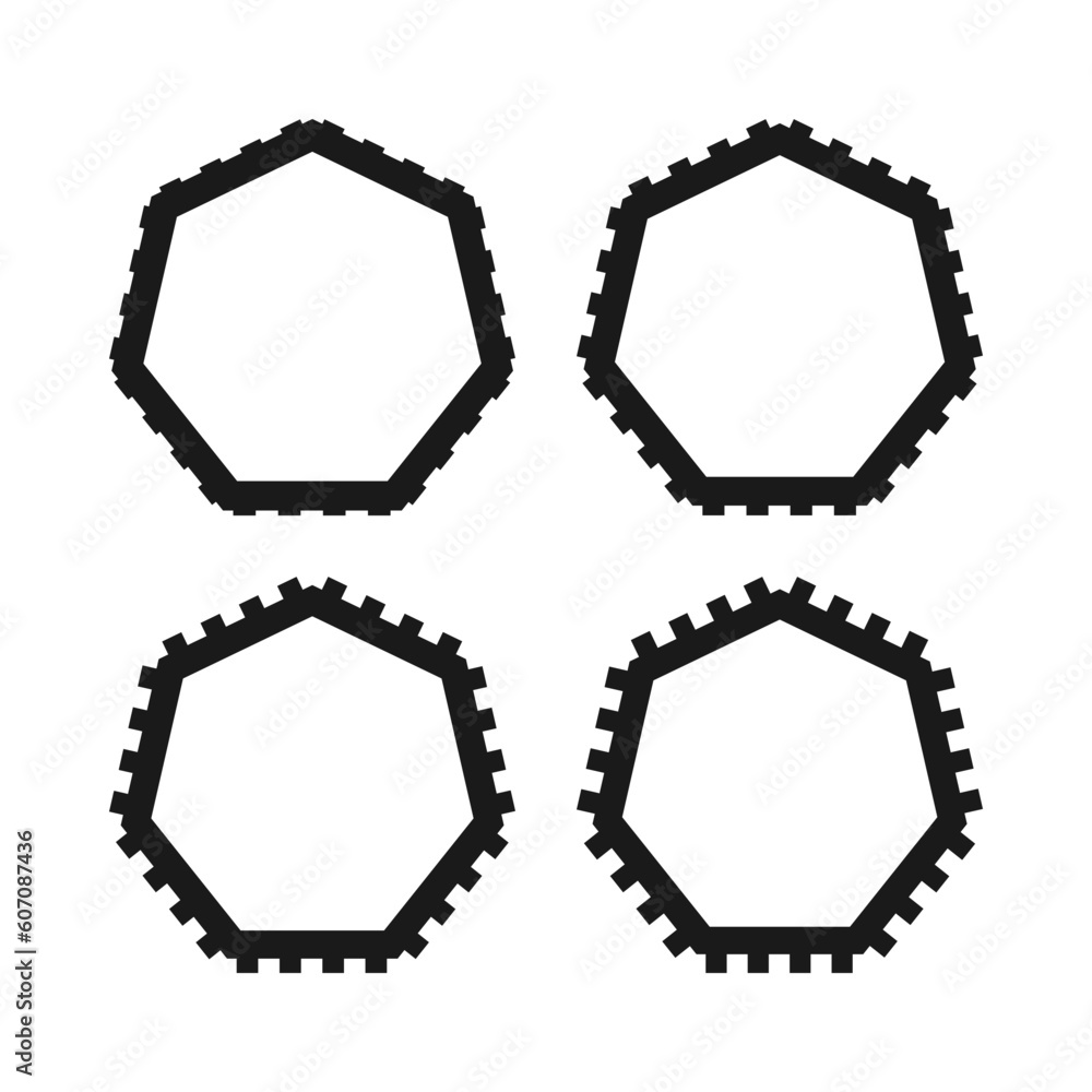 Notch Edge Hollow Heptagon Stroke Shapes Stock Vector | Adobe Stock