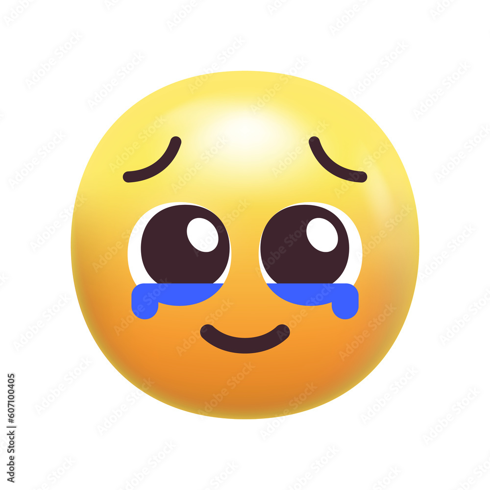 happy tears emoji face holding back tears. smiley crying emoticon with ...